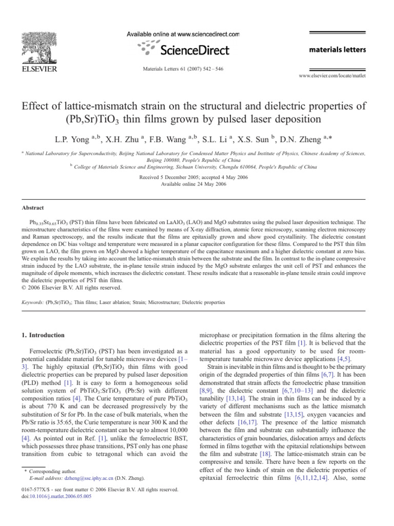 Effect of Lattice-Mismatch Strain On The Structural and Dielectric ...