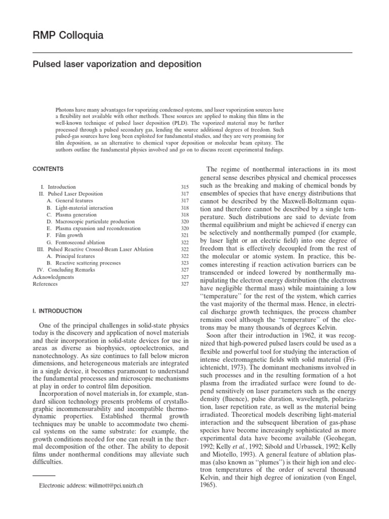 Pulsed Laser Deposition Techniques | PDF | Laser | Thin Film