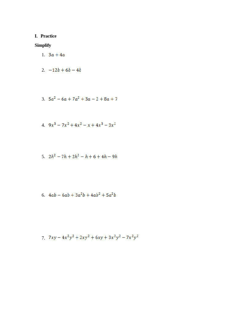 Day 2--combine-like-terms-worksheet (1) | PDF