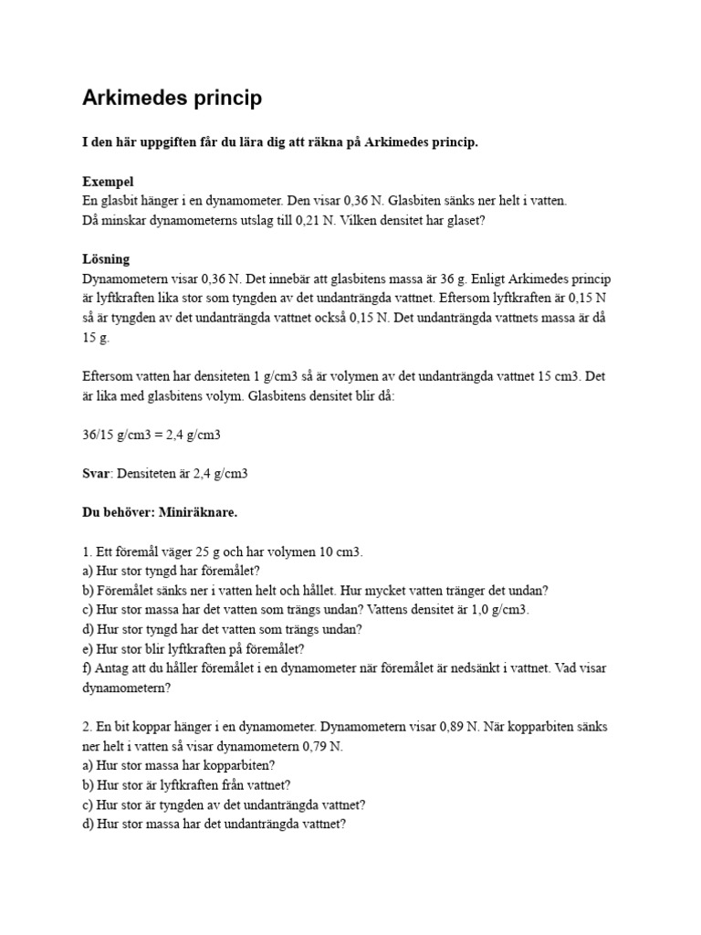 Arkimedes princip | PDF