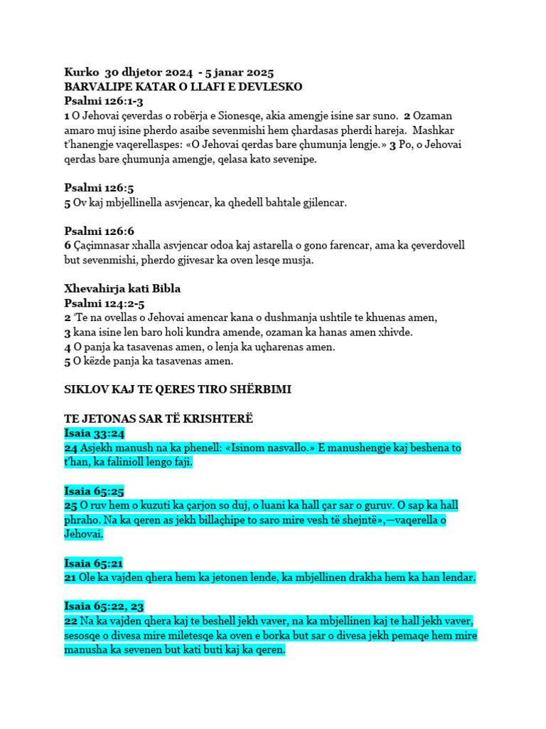 Kurko 30 Dhjetor - 5 Janar 2024.Docx | PDF