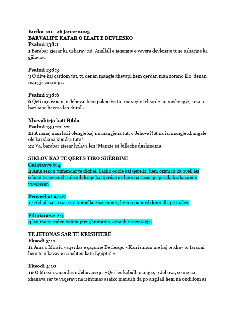 Kurko 20 - 26 Janar 2025 | PDF