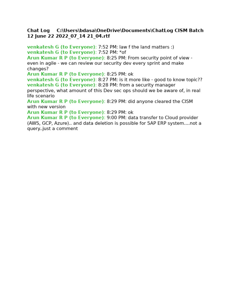CISM Batch Chat Log Insights | PDF