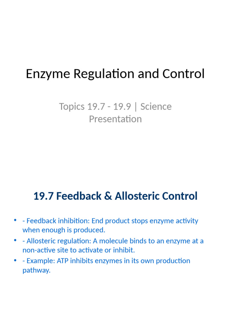Enzyme Regulation Presentation | PDF