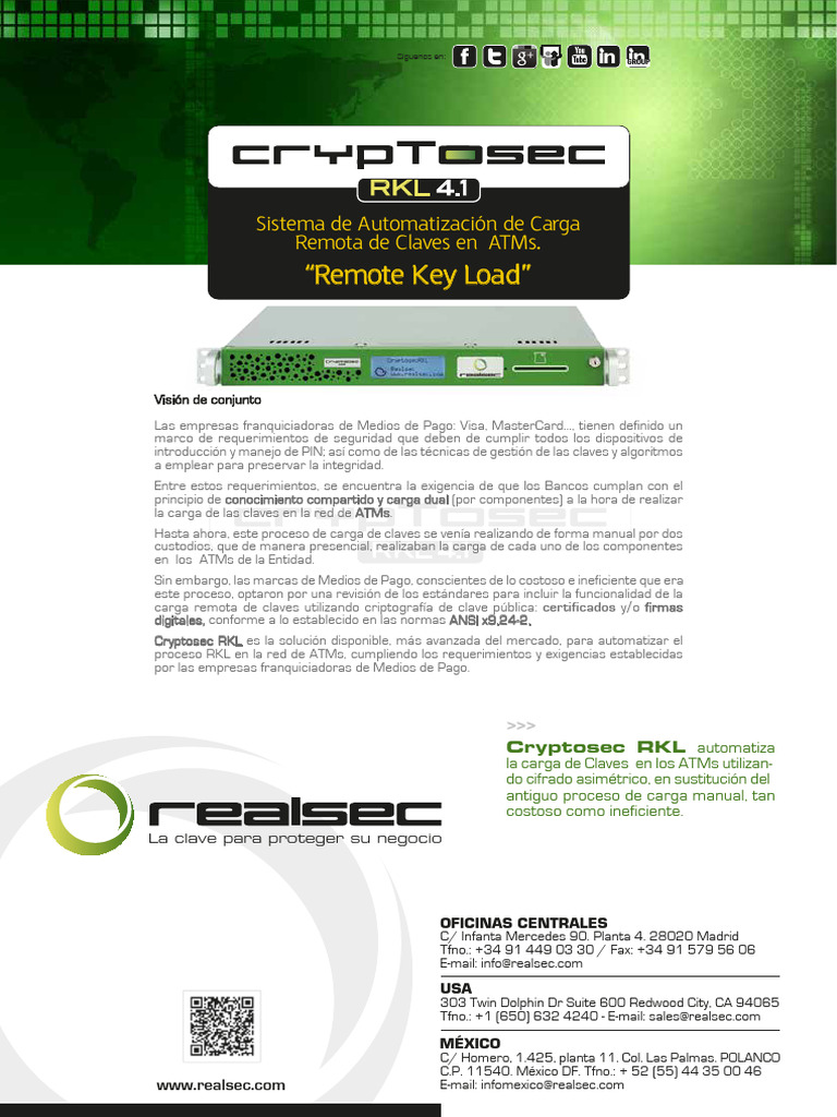 Datasheet Cryptosec RKL - Esp | PDF | Clave (criptografía) | Criptografía