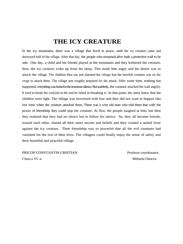 Friendship Defeats the Icy Creature | PDF