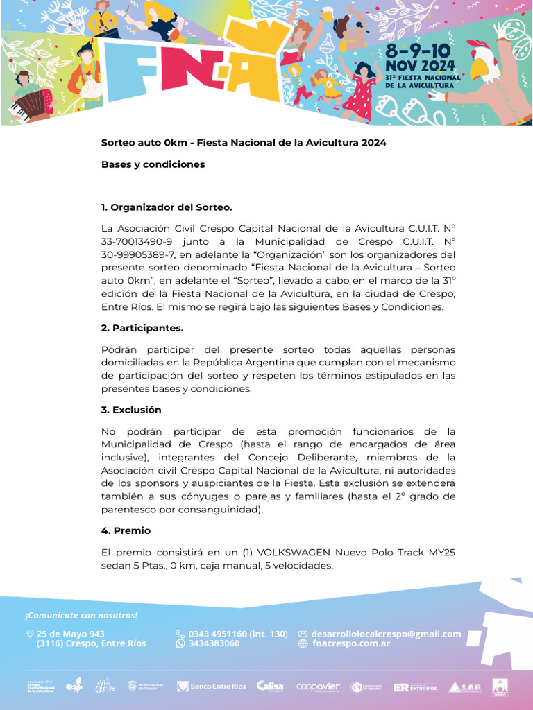 Bases y Condiciones Sorteo Auto FNA | PDF | Daños y perjuicios