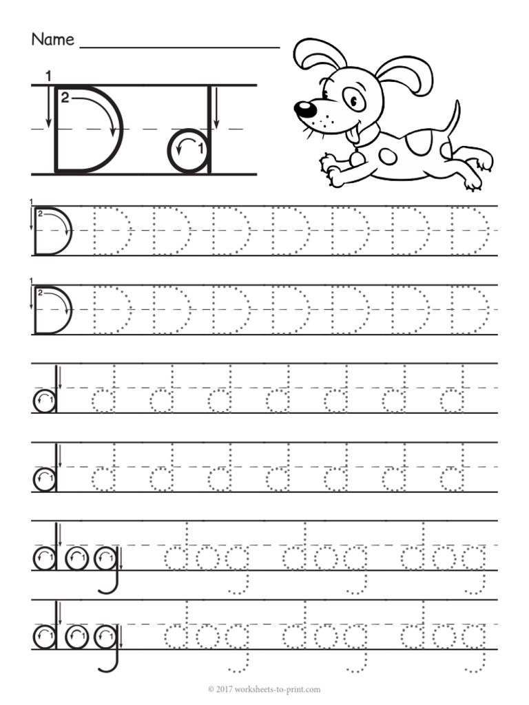 Tracing Letter D Worksheet | PDF