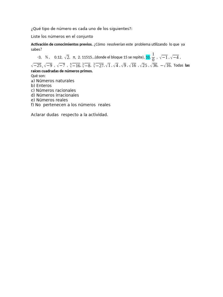 Lista de Numeros | PDF