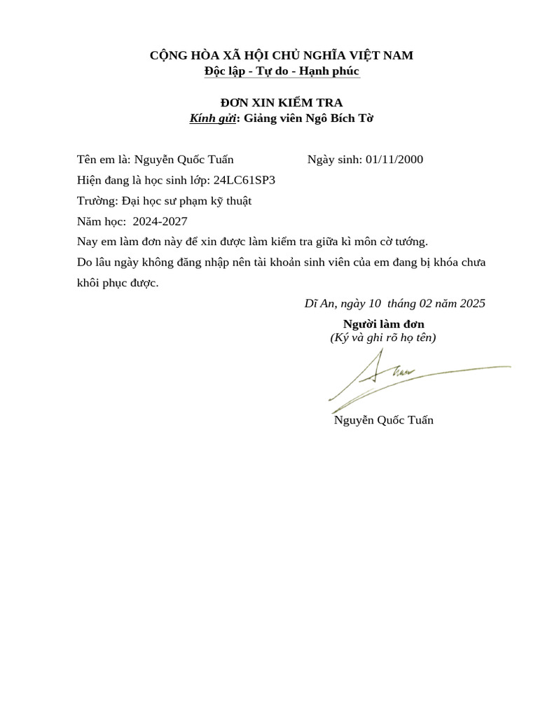 Don Xin Kiem Tra Lai | PDF