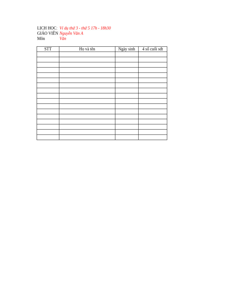 Danh Sách L P | PDF