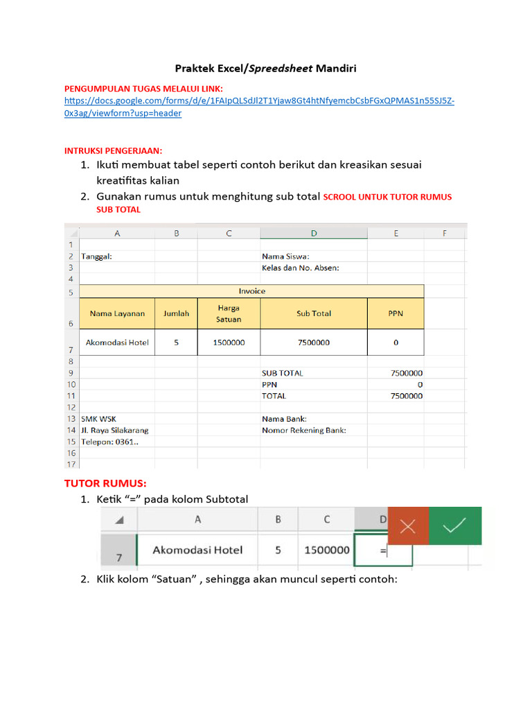 Praktek Excel 1 | PDF