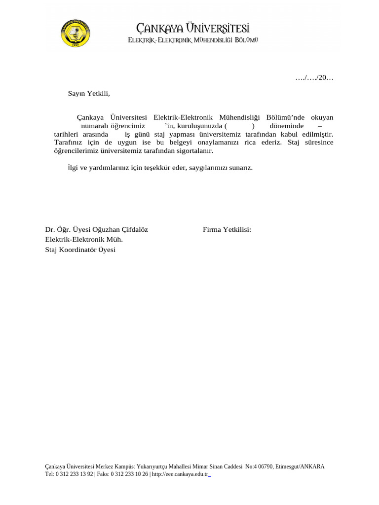 Staj Başvuru Formu | PDF