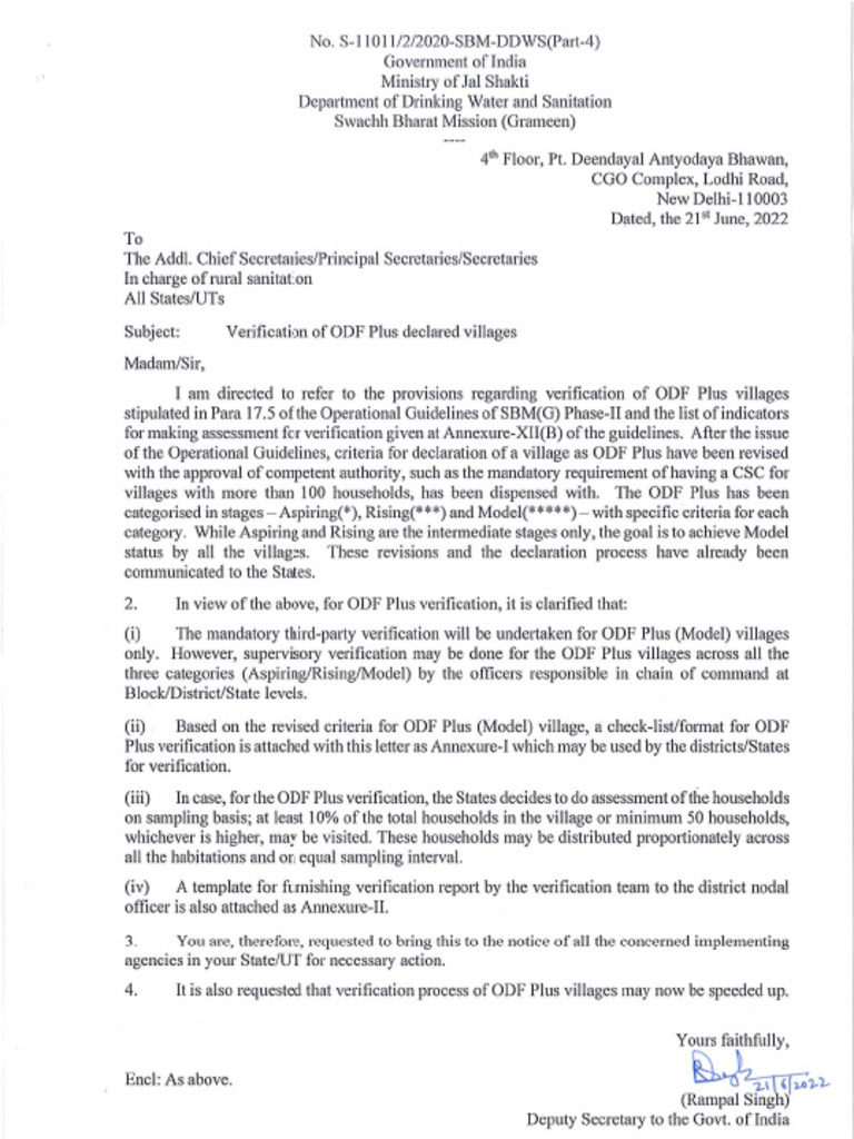 Verification of Odf Plus Declared Villages | PDF