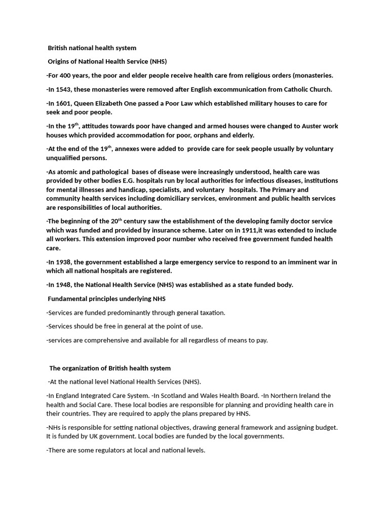 British National Health System | PDF | National Health Service | Health ...