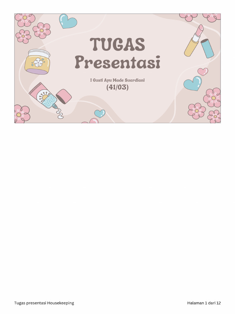 Tugas Presentasi Housekeeping PDF | PDF