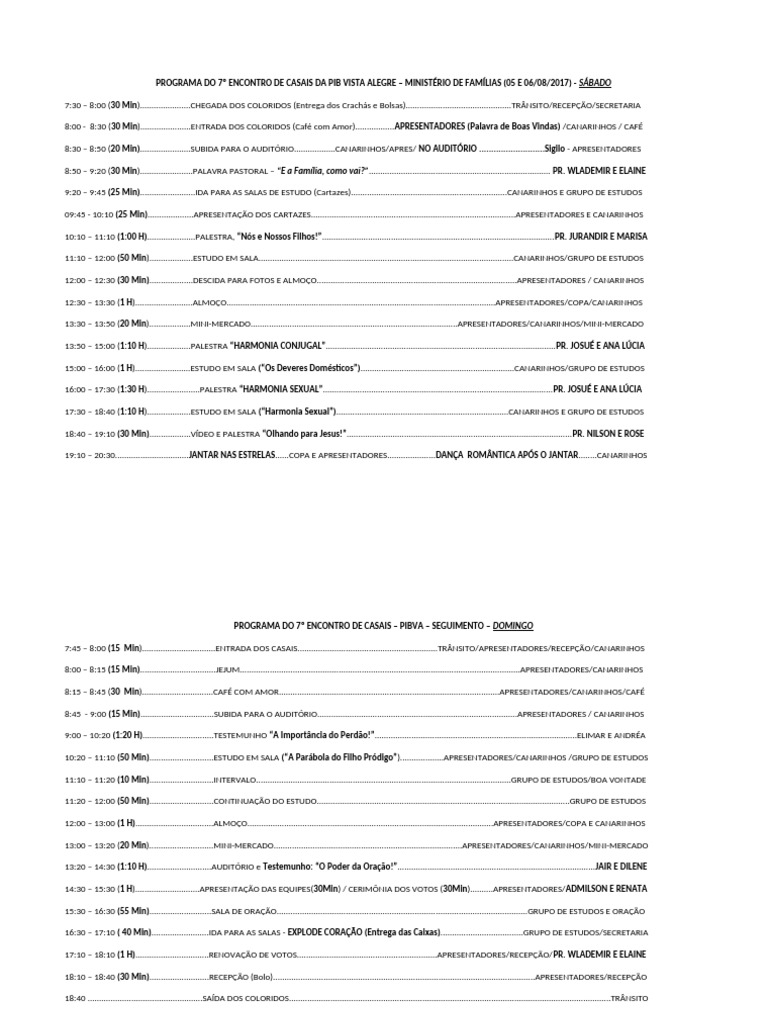 Programa Do Encontro De Casais Pdf