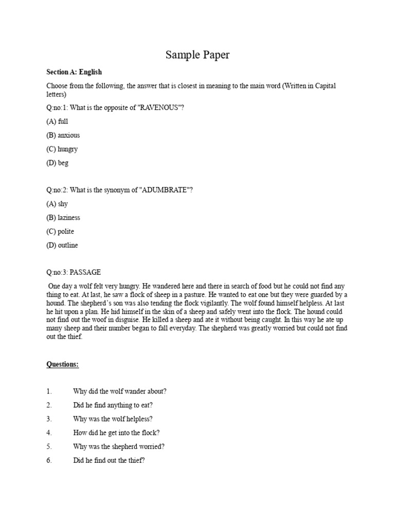 Sample Paper 1 | PDF | Ovis | Sheep