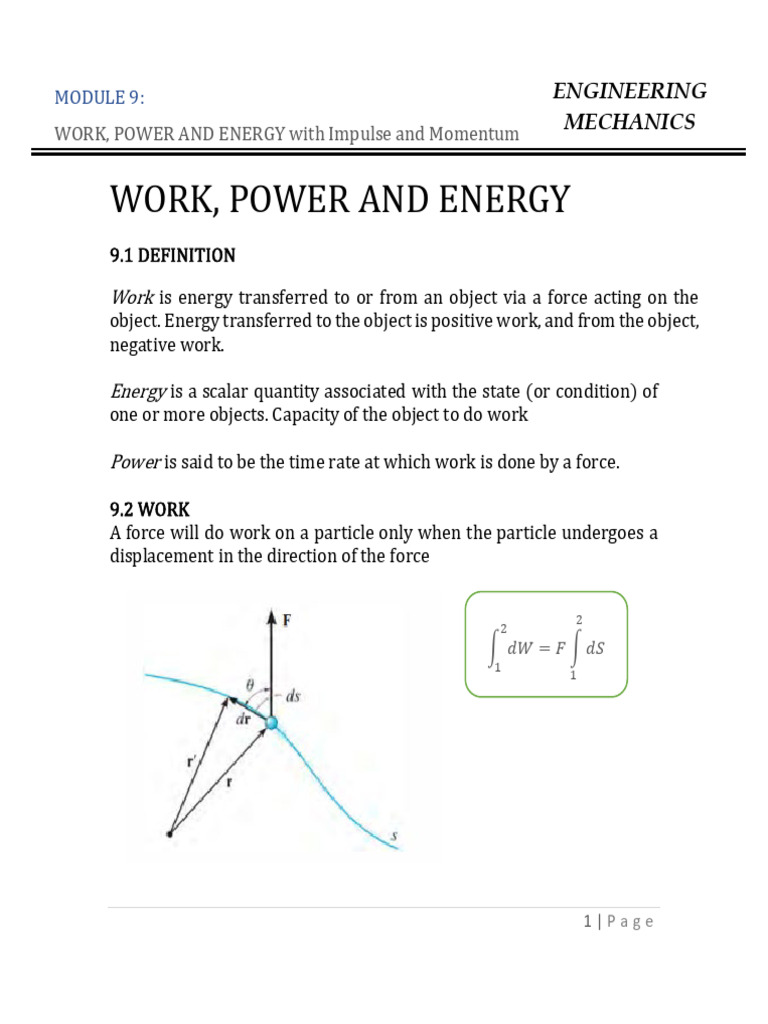 Work, Power, Energy, Impulse, Momentum | PDF | Collision | Momentum