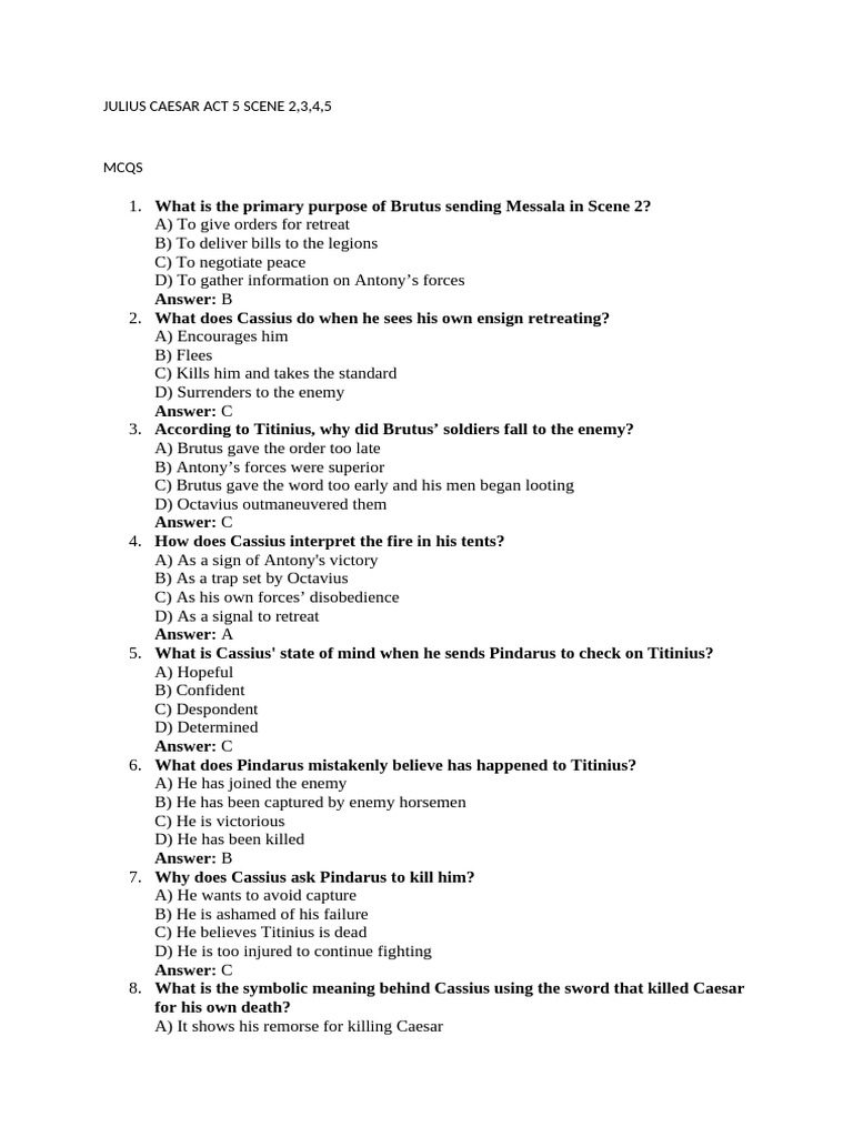 Julius Caesar Act 5 Scene 2,3,4,5 | PDF | Mark Antony | Augustus