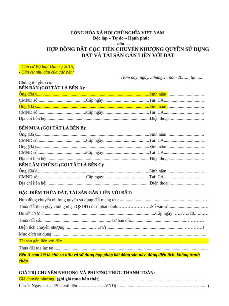 Hop Dong Coc | PDF