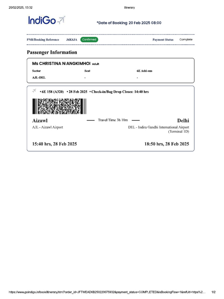 Indigo Ticket Booking | PDF