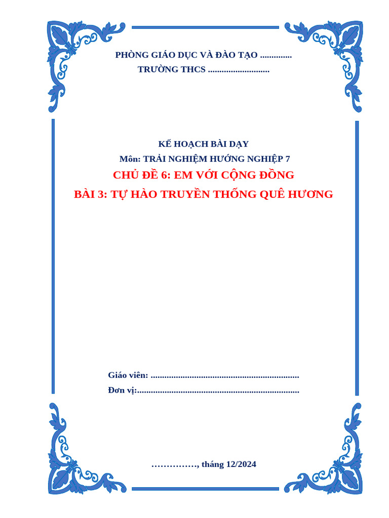 HDTN 7 - KNTT - Chu de 6 - Bai 3 Tu Hao Ve Truyen Thong Que Huong | PDF