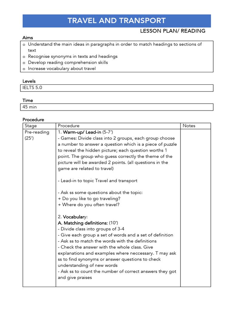 Lesson plan-demo | PDF | Reading Comprehension | Cognition