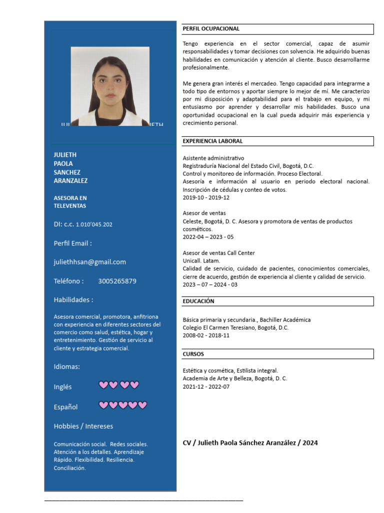 Hoja de Vida Julieth | PDF | Aprendizaje