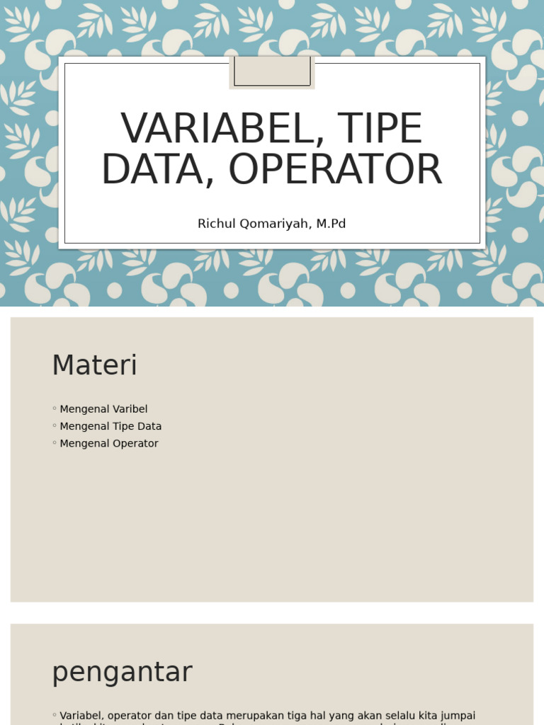 Variabel Tipe Data Dan Operator | PDF