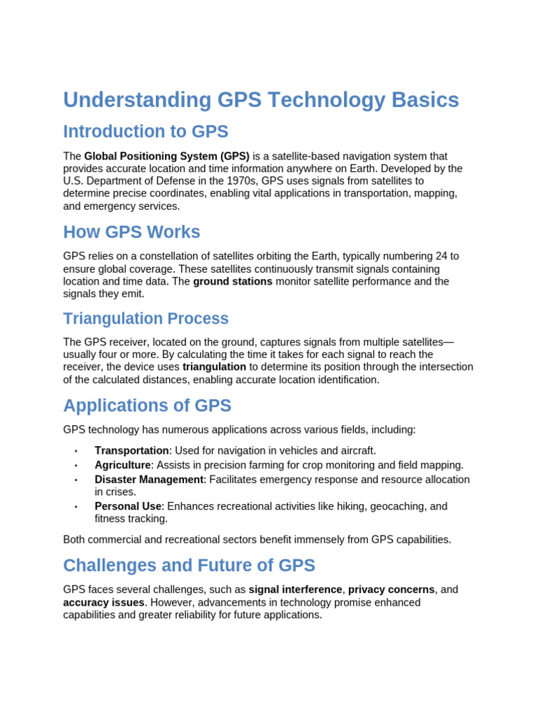 Understanding GPS Technology Basics | PDF