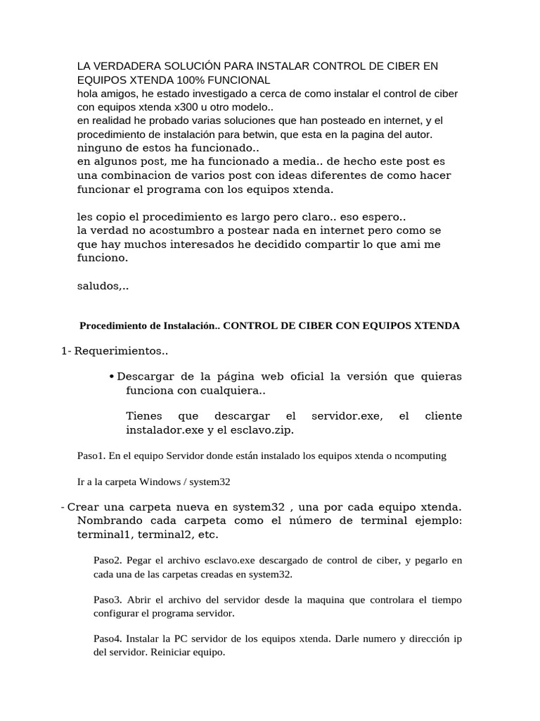 La Verdadera Solución para Instalar Control de Ciber en Equipos Xtenda ...