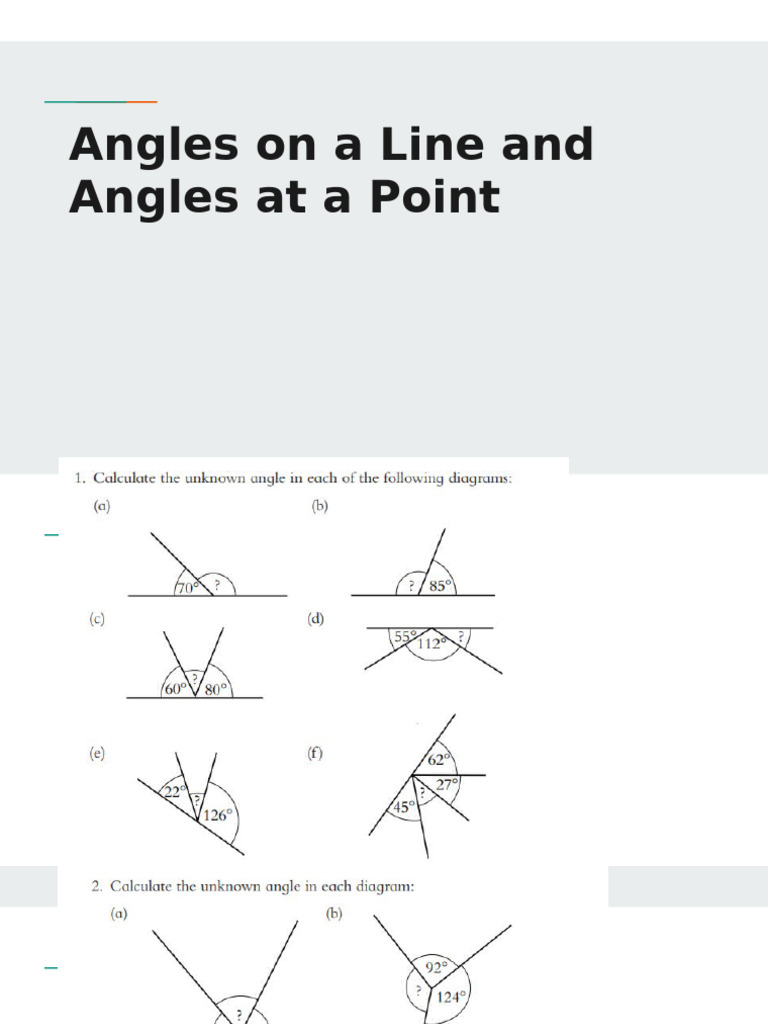 G2.1.1 Angles On A Line and Angles at A Point | PDF