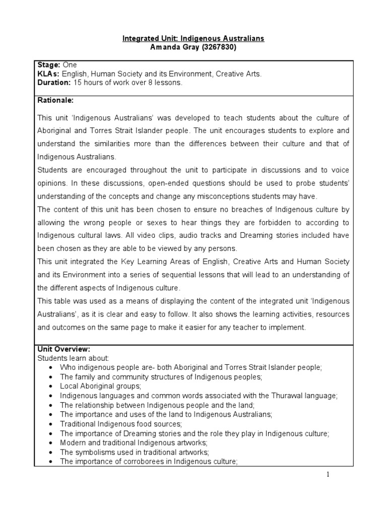 Indigenous Integrated Unit | PDF | Indigenous Australians | Narrative