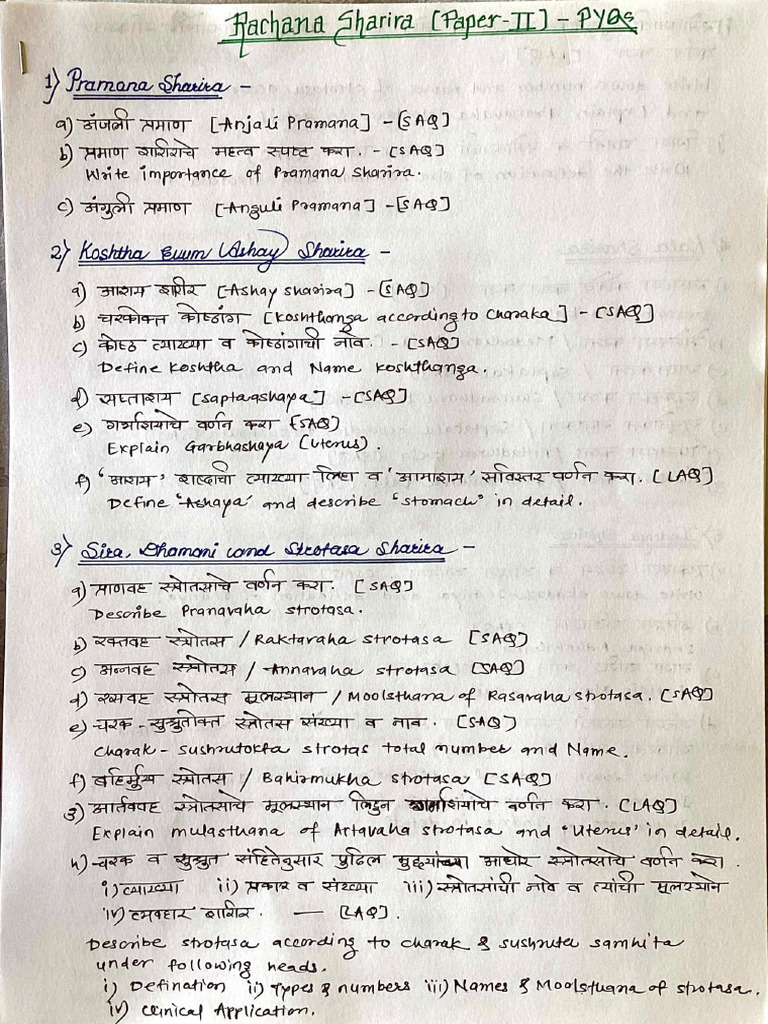 Rachana sharir pyq paper 2 | PDF