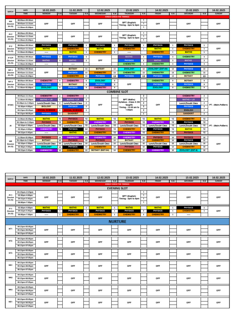 Time Table Format - 10022025 | PDF