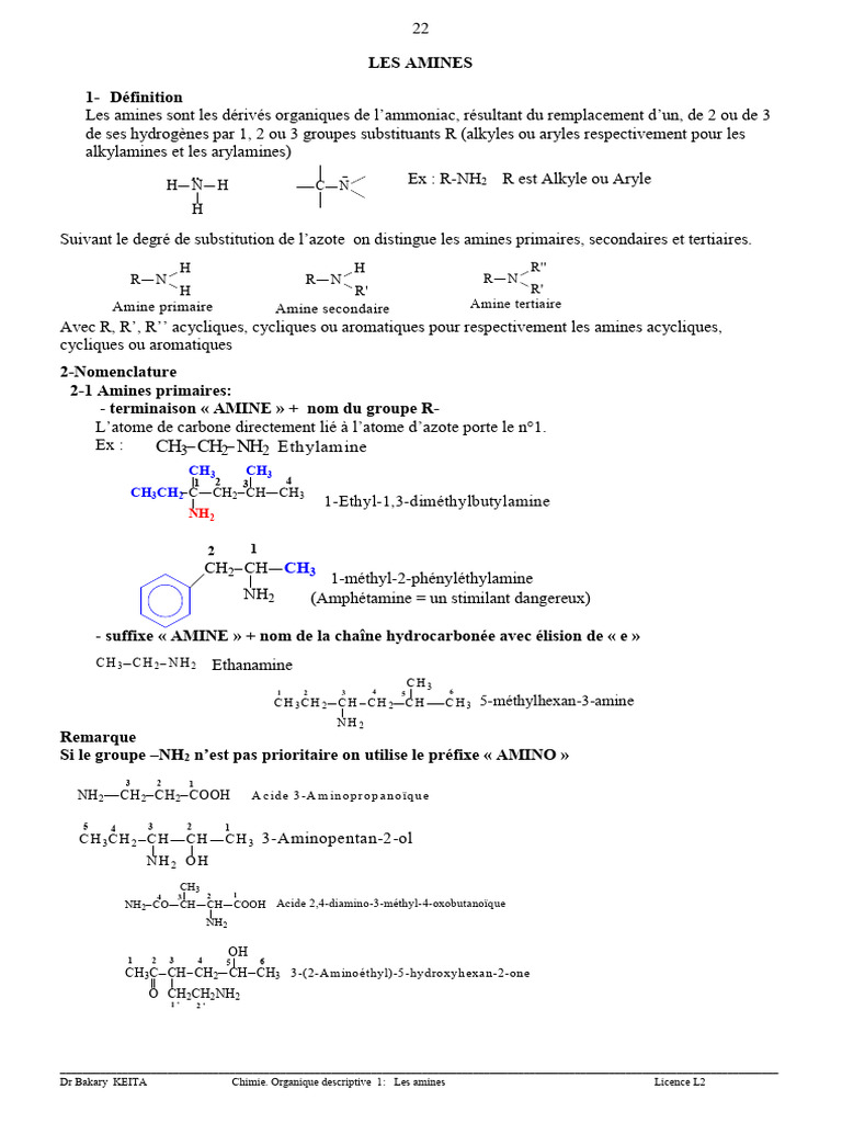 Définition et Nomenclature des Amines | PDF | Amine (chimie) | Chimie ...