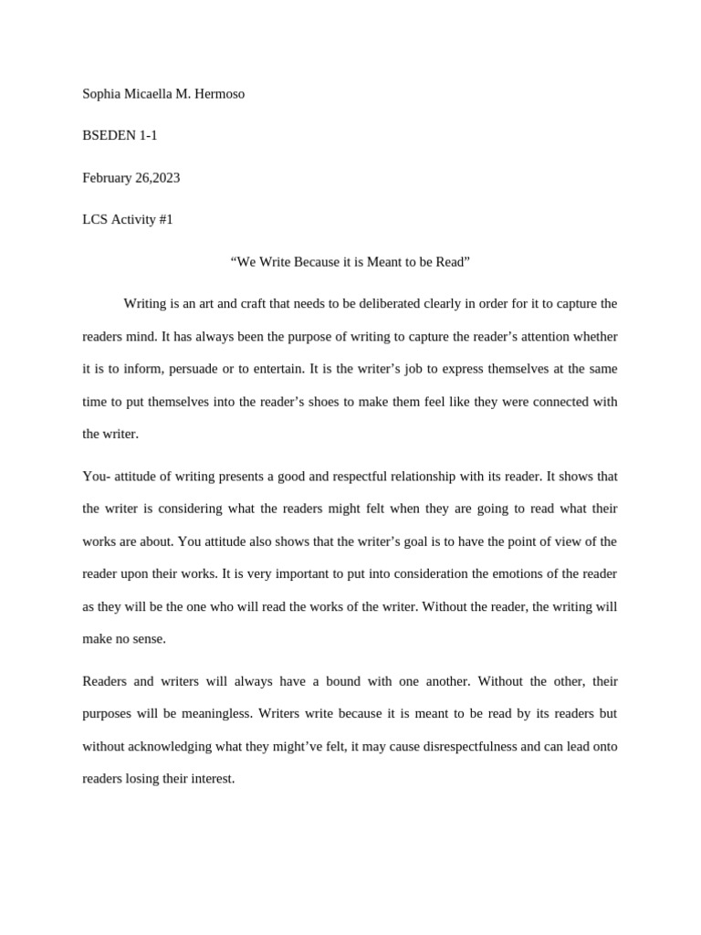 Lcs Activity #1 | PDF