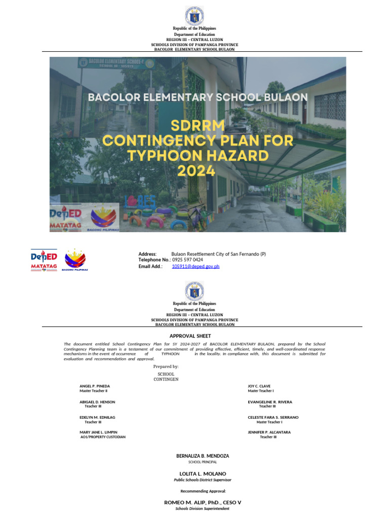 Sample-CONTINGENCY-PLAN | PDF | Tropical Cyclones | Tropics