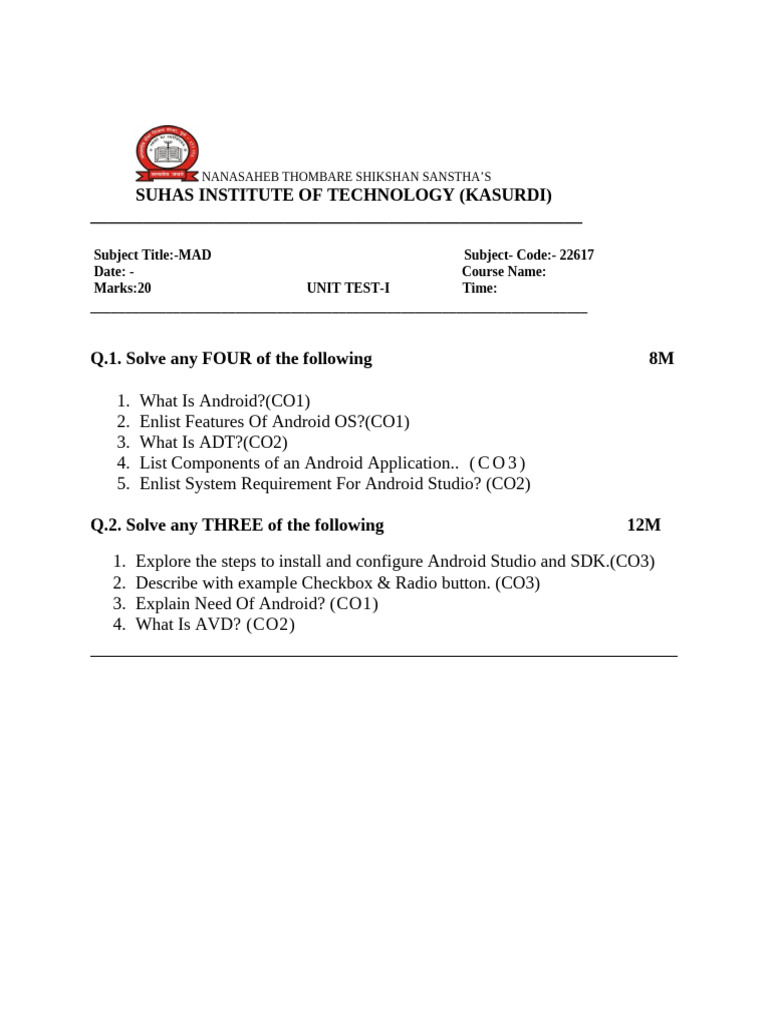 Android Development Exam Guide | PDF