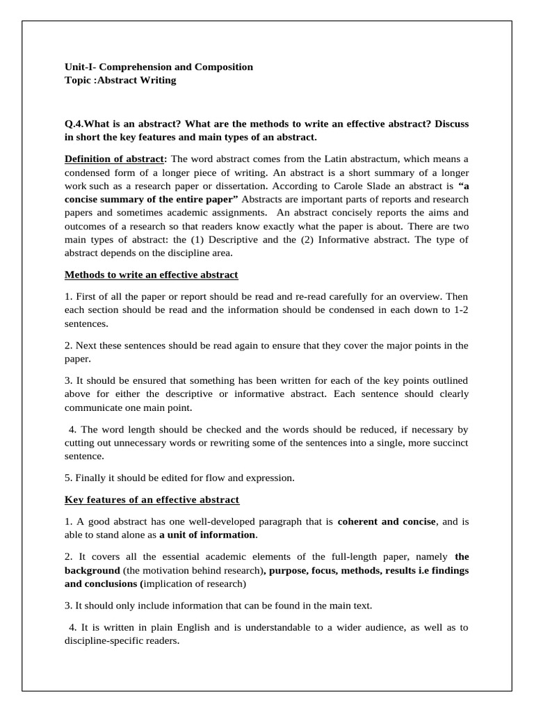 English II Unit-I Lecture-4 | PDF | Abstract (Summary) | Human ...