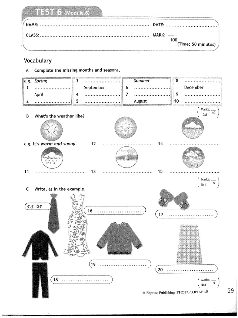 Access 1 Unit 6 Test | PDF