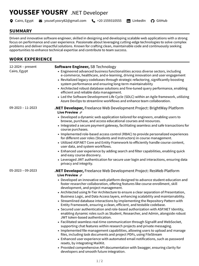 Youssef Yousry - Software Engineer | PDF | Web Development | World Wide Web