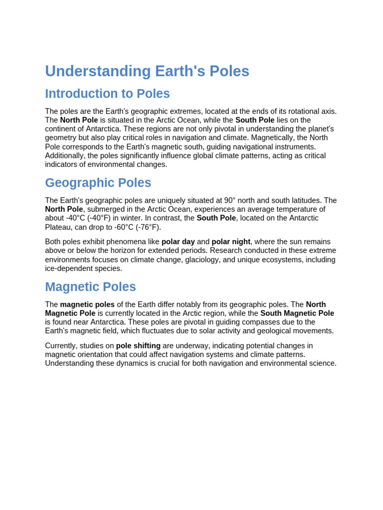 Understanding Earth's Poles | PDF
