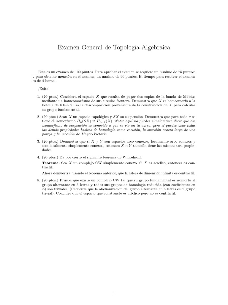Topologia Algebraica 2024 1 | PDF