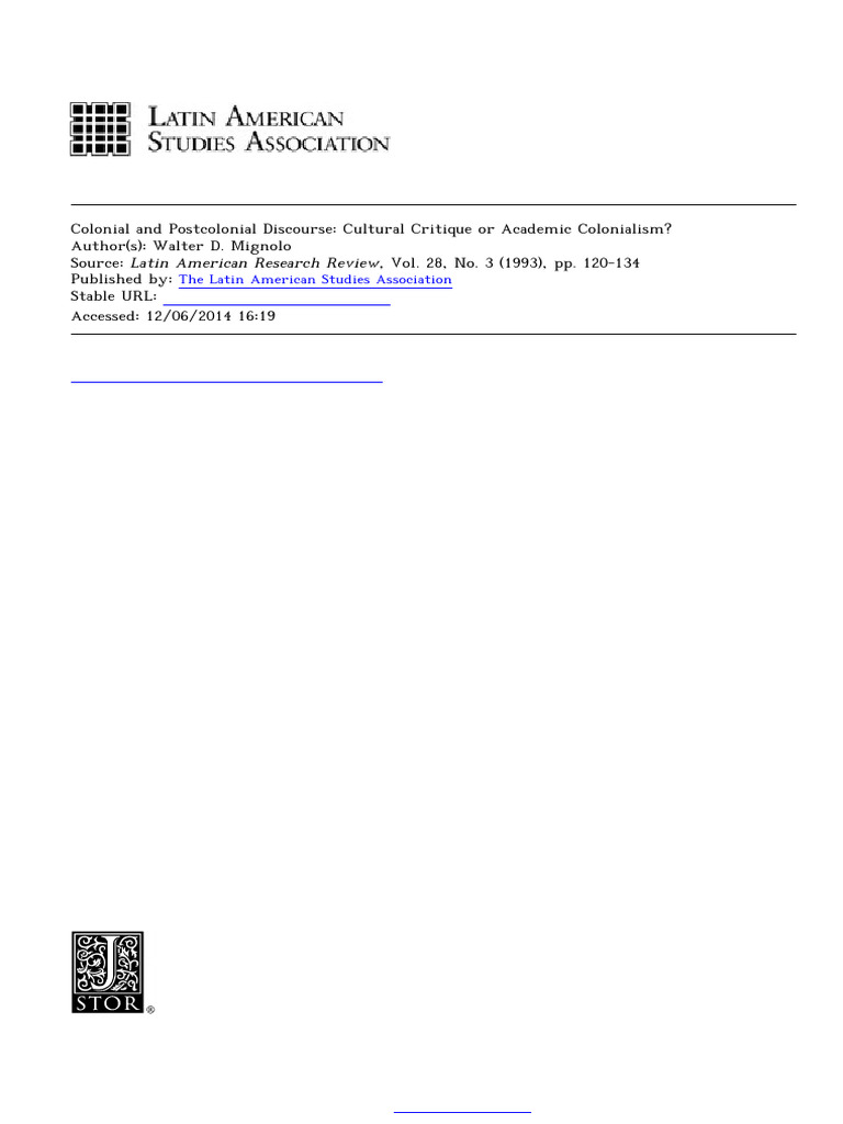 Colonial Discourse: Critique or Colonialism? | PDF | Postcolonialism ...