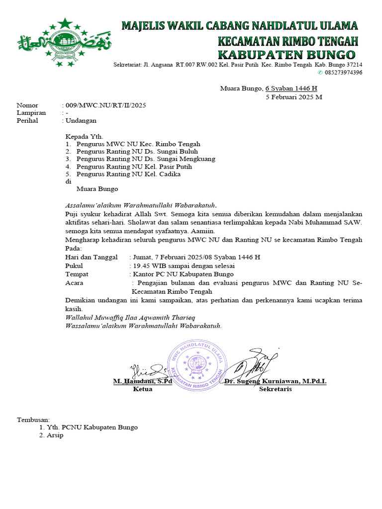Surat Undangan Pertemuan | PDF