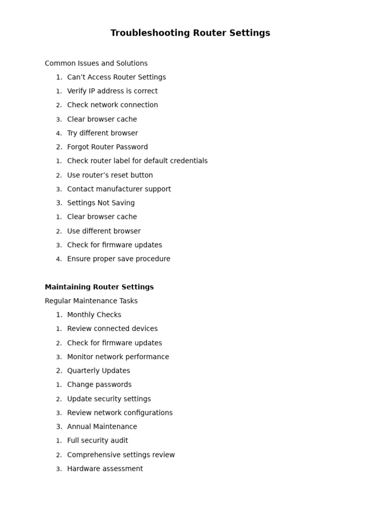 Troubleshooting Router Settings | PDF