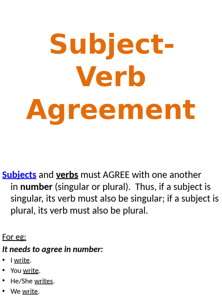 SubjectVerb Agreement | PDF | Grammatical Number | Plural