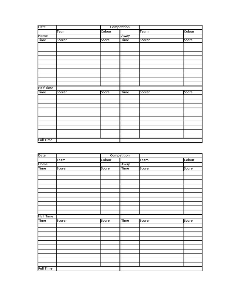 Referee Sheets | PDF
